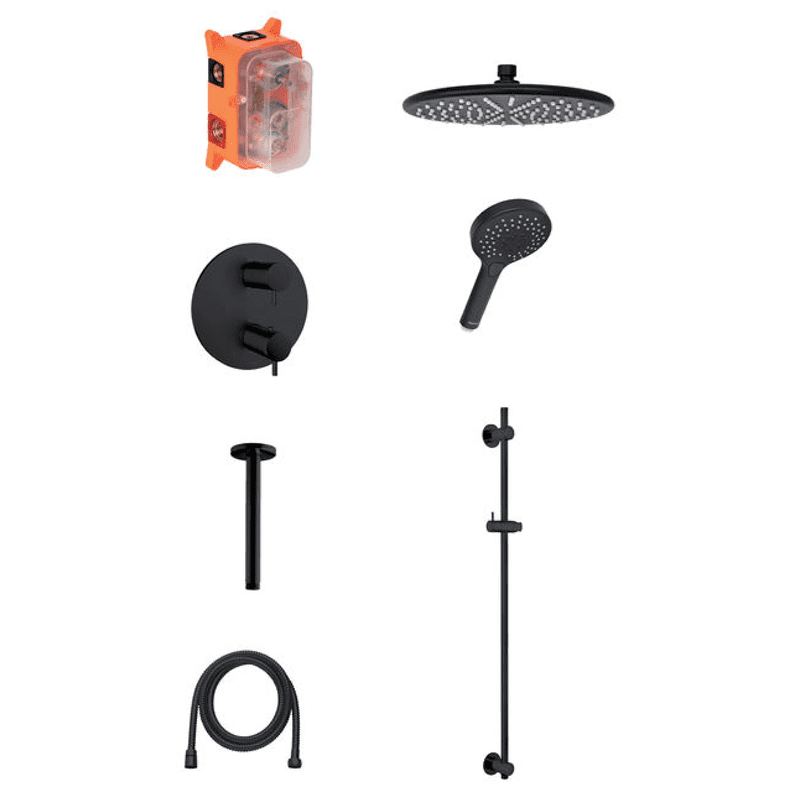 Damixa Silhouet SR 2 Komplett Unterputz Thermostat Duschsystem mattschwarz 571446100 | badexo.de