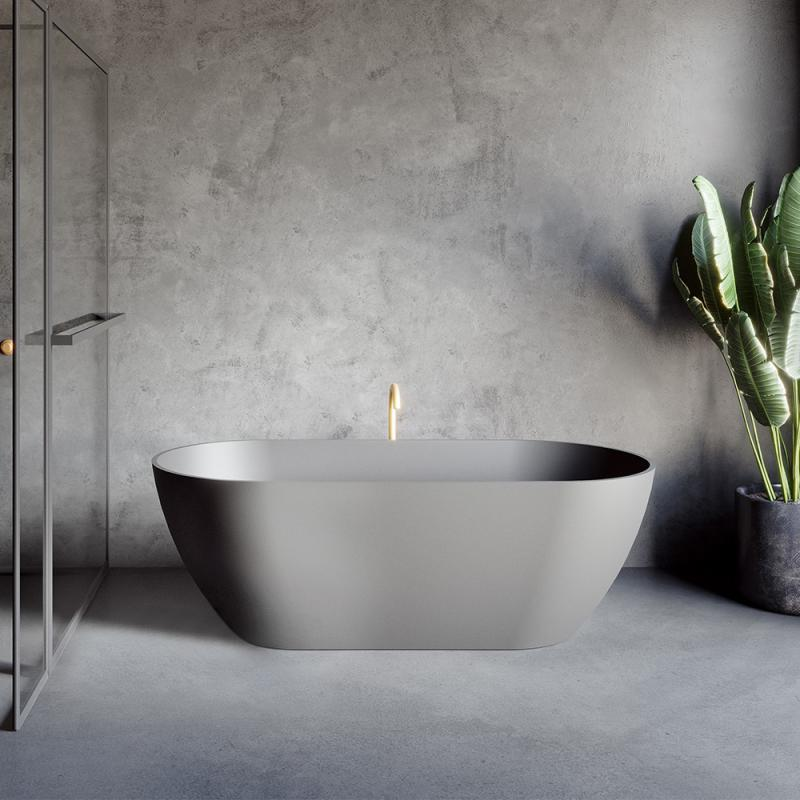 Riho Bilbao Freistehende Oval-Badewanne 170 x 80 cm anthrazit matt ...