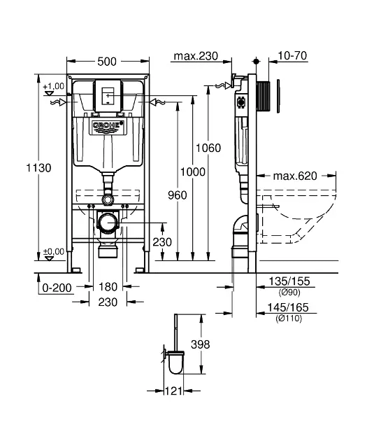 Grohe Rapid SL Set Vorwandelement Wand-WC Spülkasten GD2 ...
